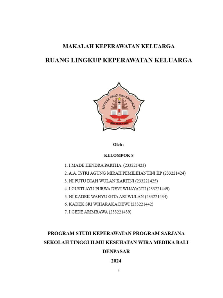 Ruang Lingkup Keperawatan Keluarga KLP 8 | PDF