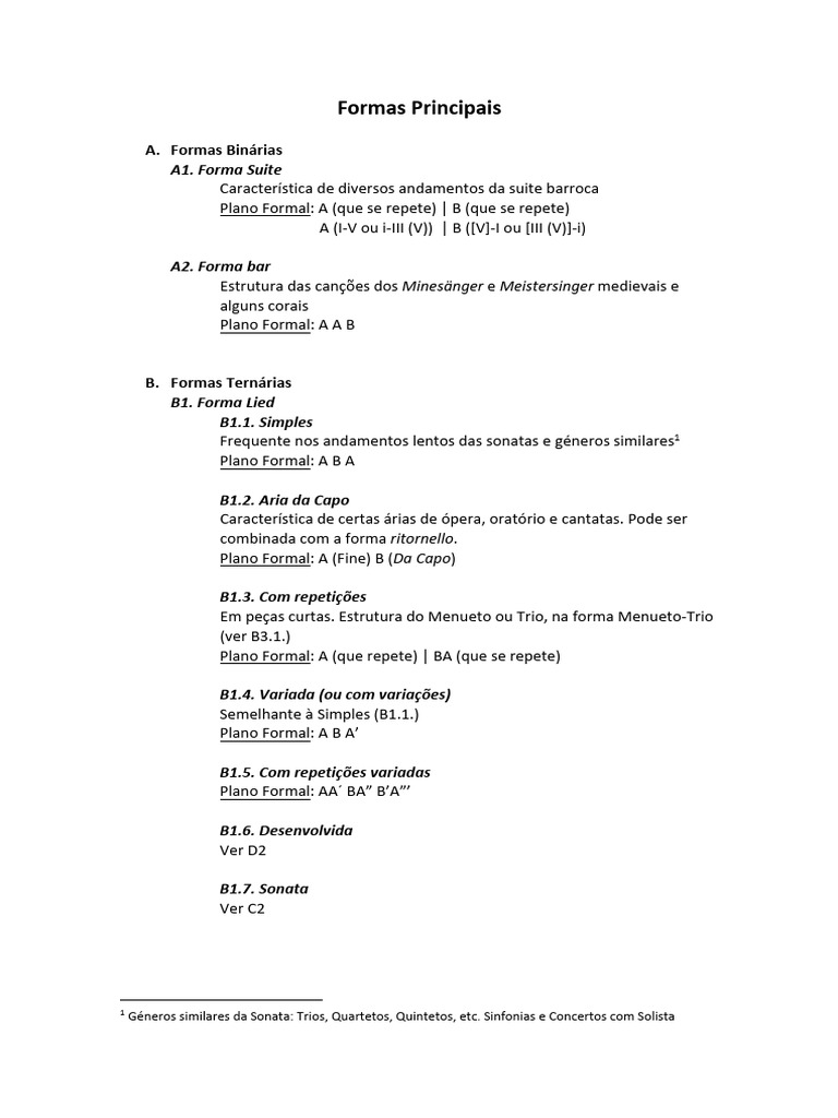 Formas Principais | PDF | Variação (música) | Formas musicais