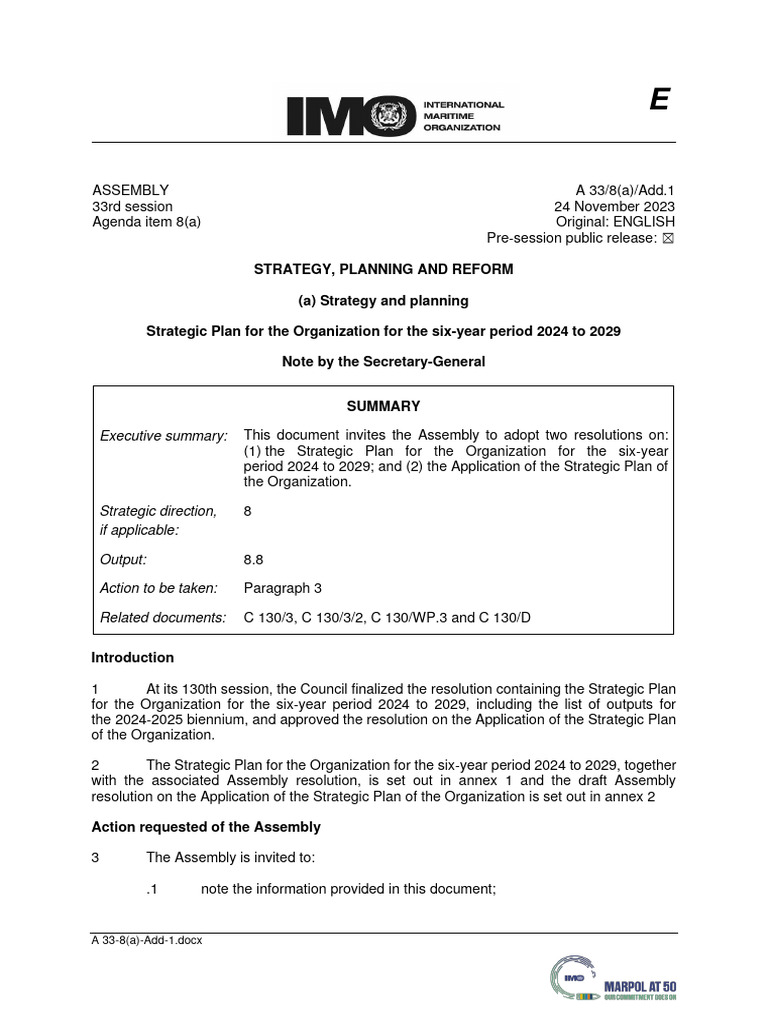 IMO 6 Year Strategic Plan From 2024 To 2029 1702538386 | Download Free PDF | Sustainability ...