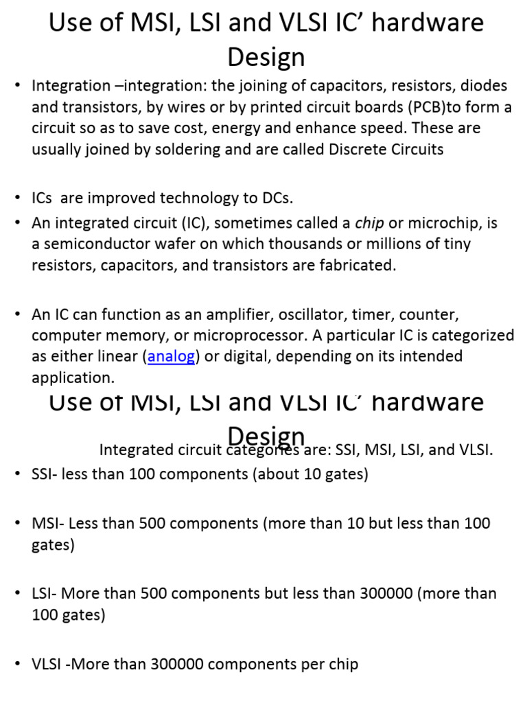 CMP 222 Use of MSI, LSI and VLSI IC' Hardware Design | PDF | Random ...