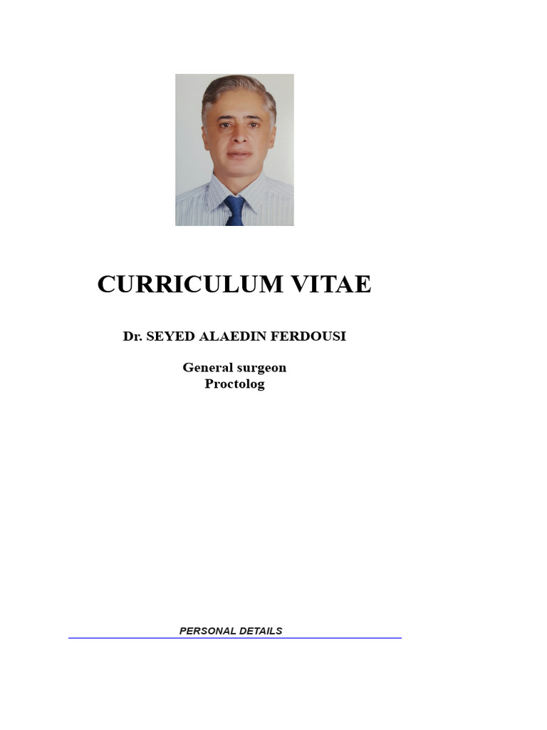 CV Dr. Seyed Alaedin Ferdousi 2023 | PDF | Surgery | Physician