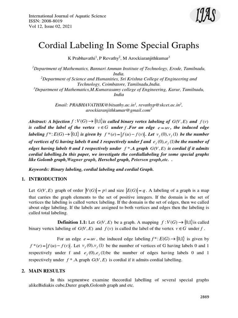 IJAS Volume 12 Issue 2 Pages 2869-2875 | PDF | Vertex (Graph Theory) | Graph Theory