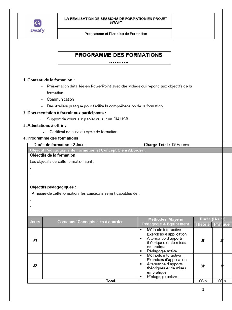 Programme de Formation sur 2 Jours | PDF | Pédagogie