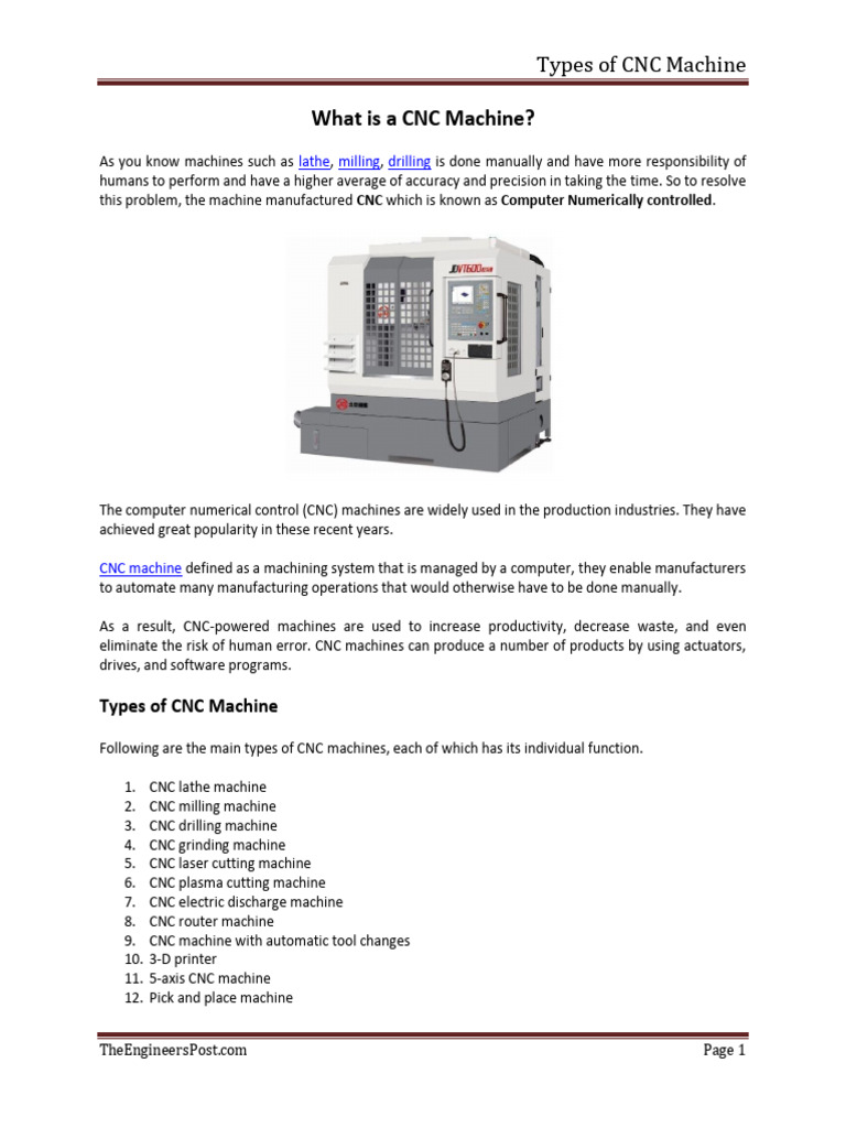 What Is A CNC Machine | PDF | Numerical Control | Drilling