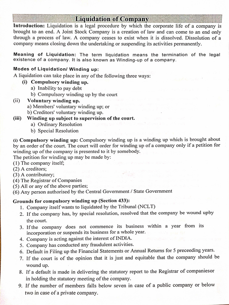 Liquidation Of Companies Pdf