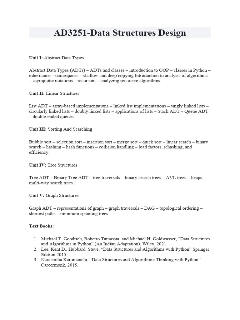 Data Structures Design Overview | PDF