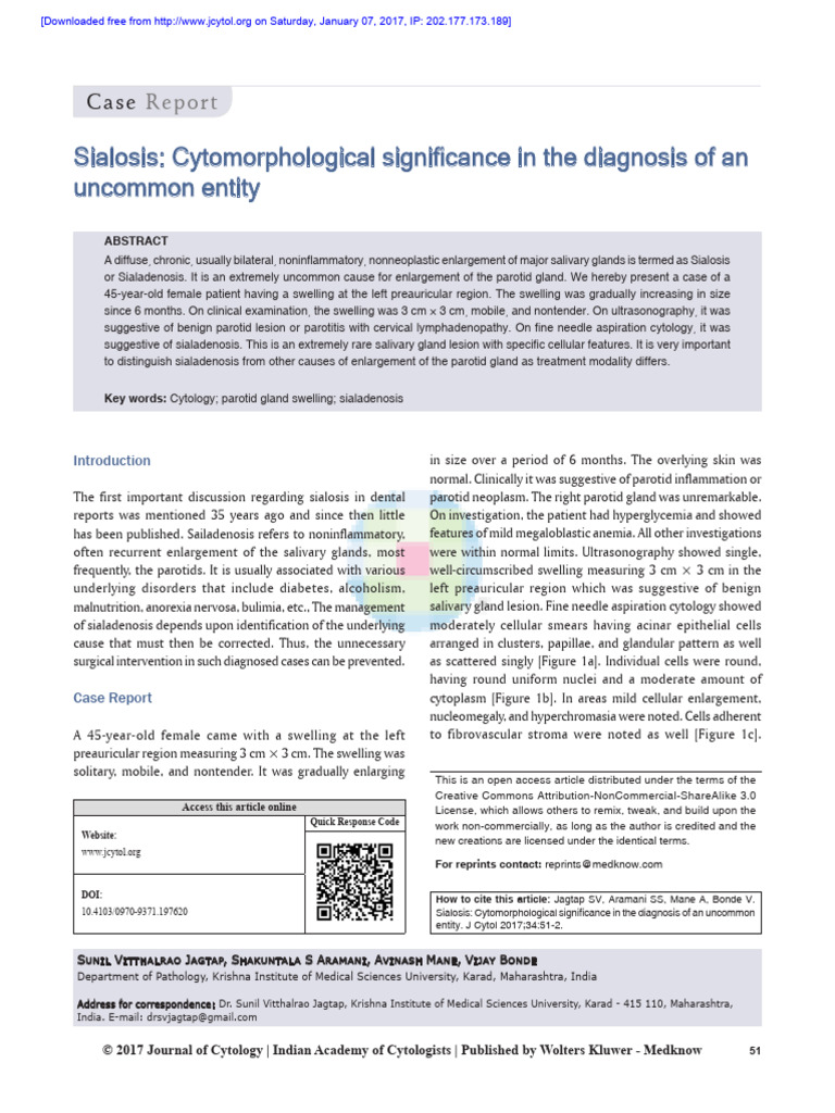 Sialosis: Diagnosis and Cytomorphology | PDF | Diseases And Disorders ...