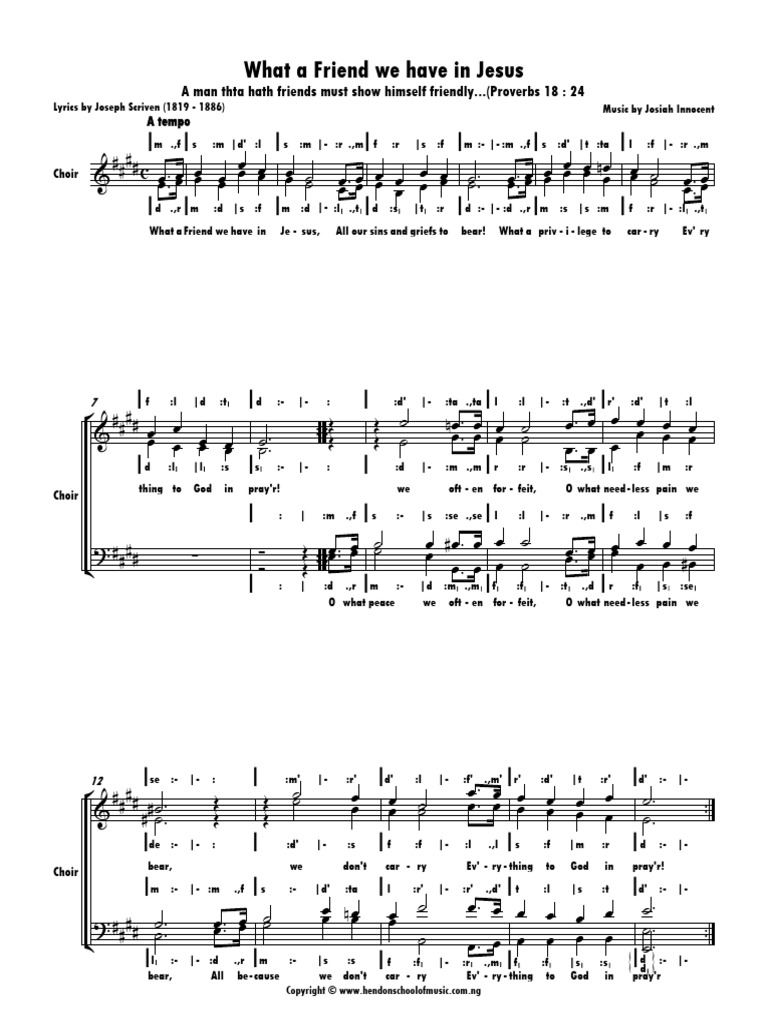What A Freind We Have in Jesus Chorus - Sib | PDF