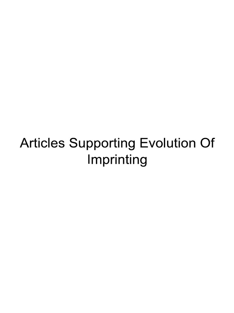 Evolution of Imprinting Final | PDF