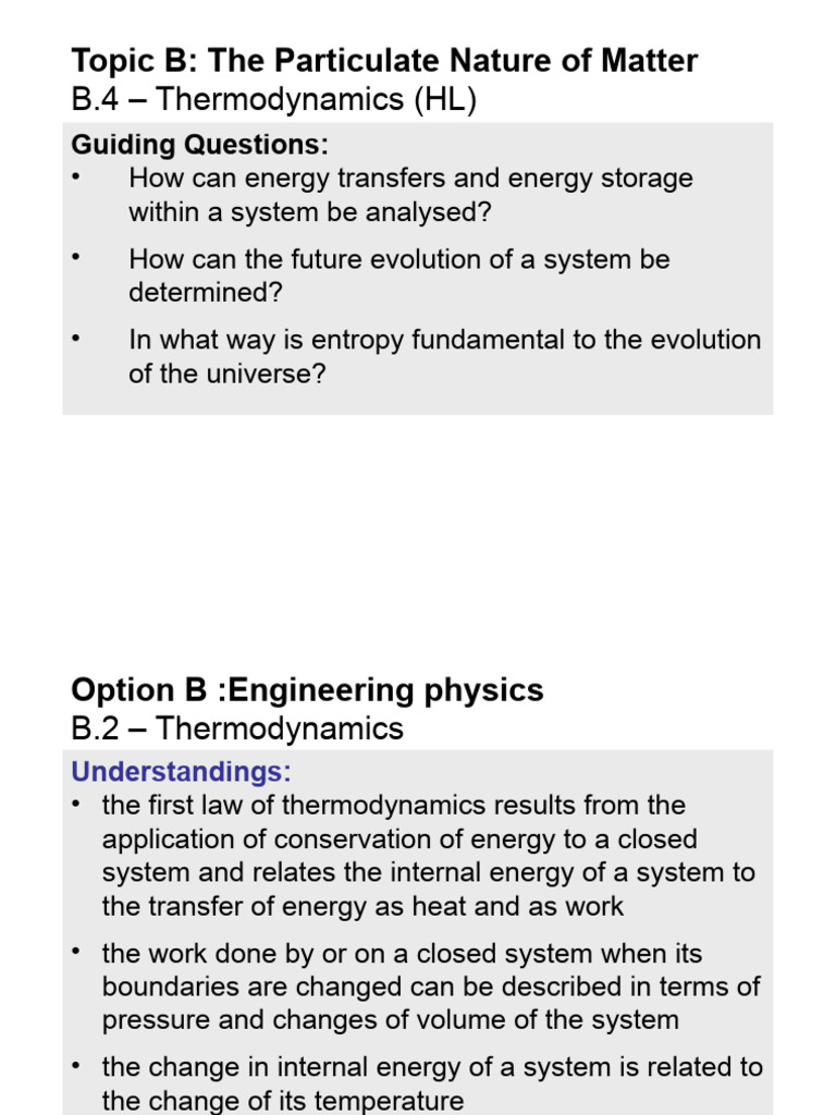 B.4 - Thermodynamics (HL) - Teacher | PDF | Entropy | Heat
