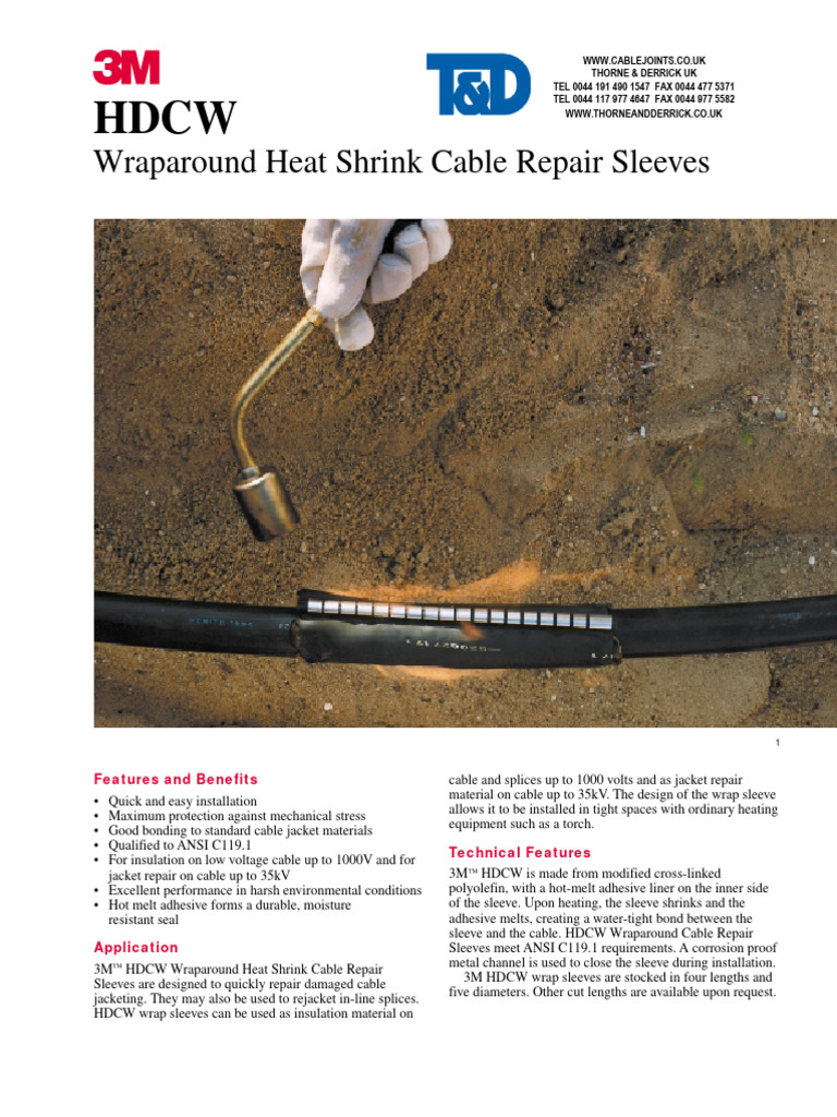 Heat Shrink Cable Repair Sleeves, 25 80mm Cable Dias 3M HDCW8025 | PDF ...