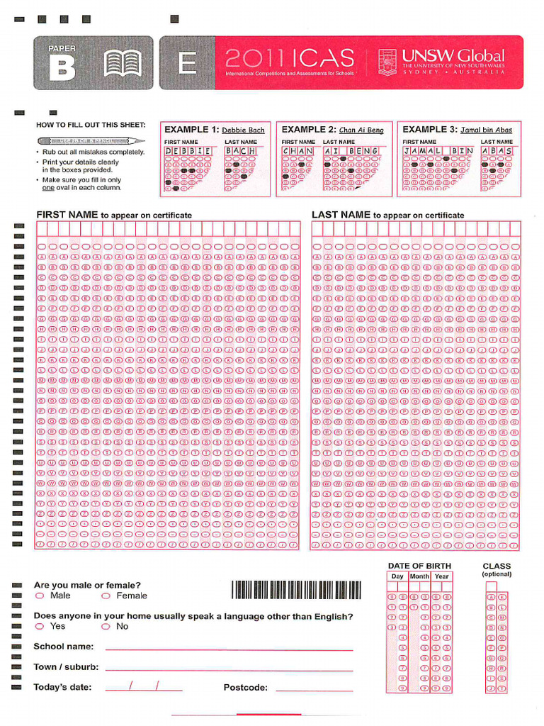 ICAS Y4 English B 2011 With Answers | PDF