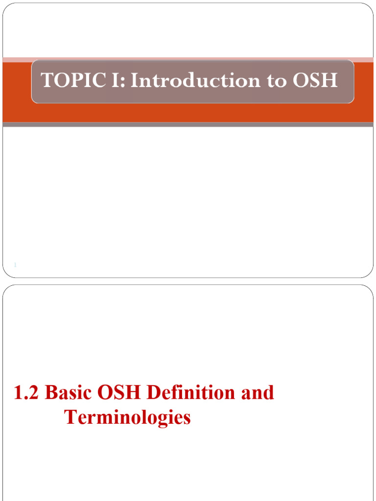 1.2. Basic OSH Definition and Terminologies | PDF | Hazards ...