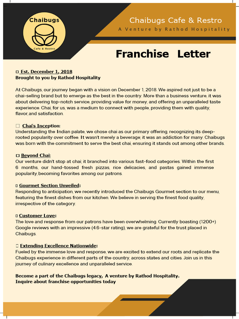 Franchise Letter | PDF | Franchising | Business