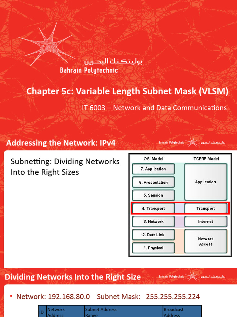 Chapter 5c Variable Length Subnet Mask (VLSM) | PDF | Internet Standards | Data Transmission