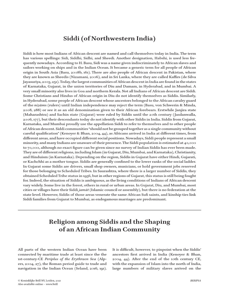 Siddi Identity and Religion in India | PDF