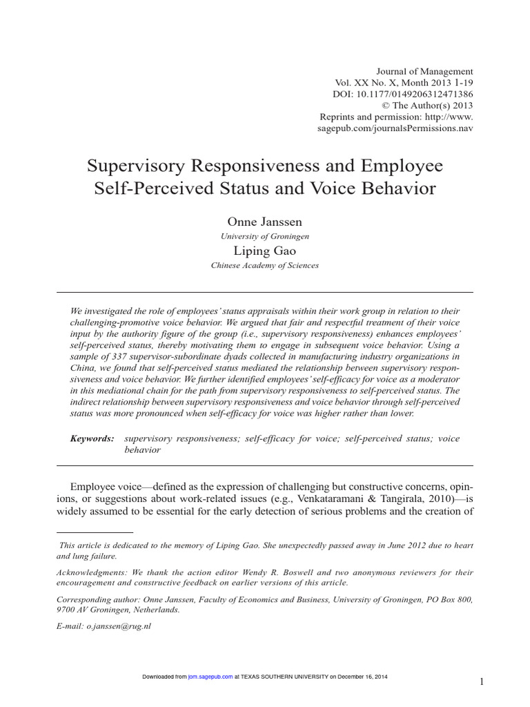 Jansen Gao Employree | PDF | Self Efficacy | Survey Methodology