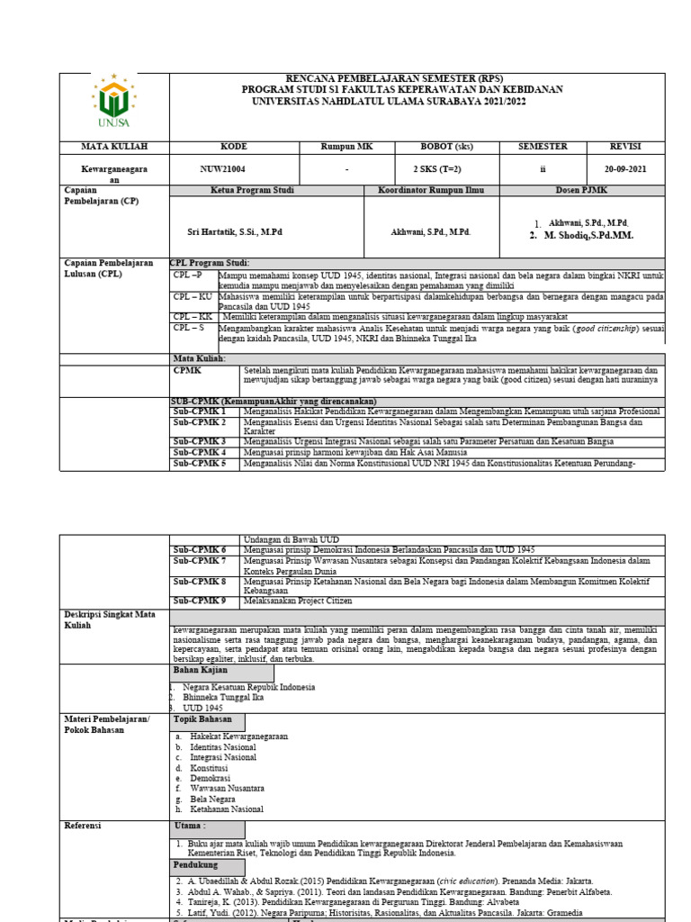 RPS KWN 2021-2022 | PDF