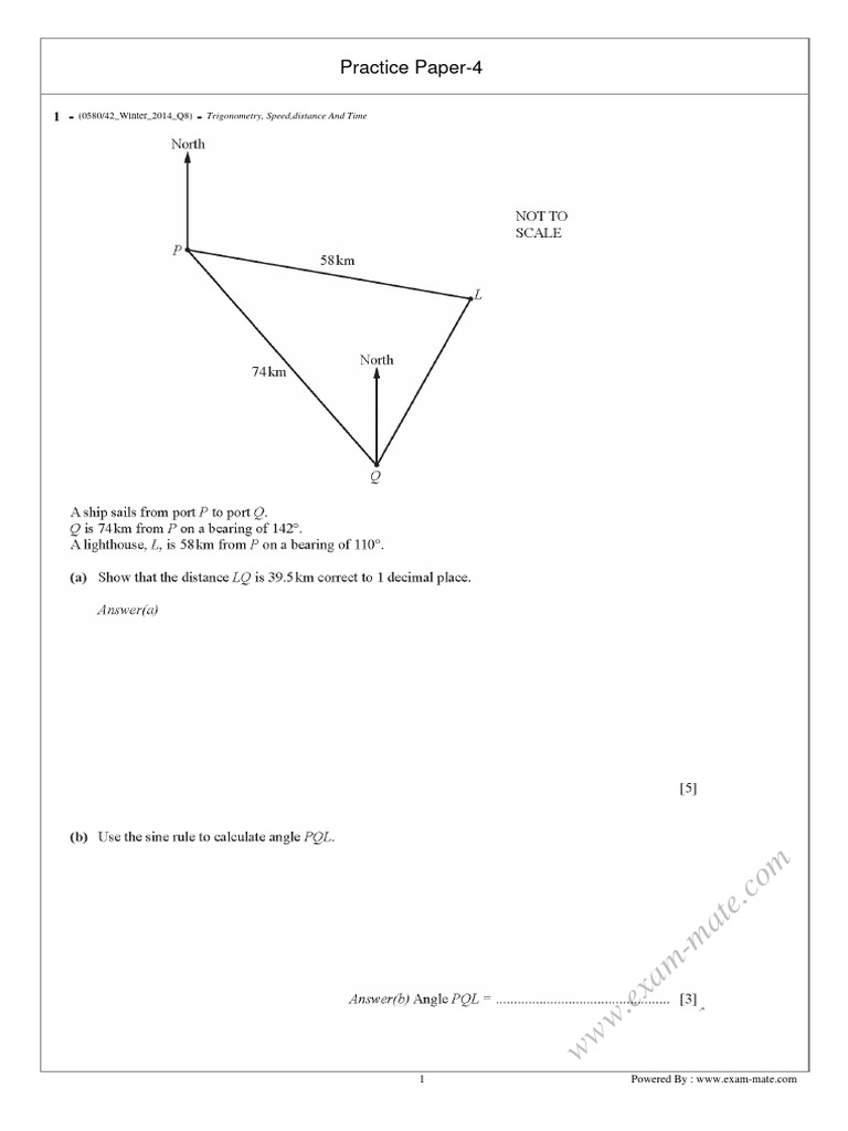 Practice Paper - 4 QP | Download Free PDF | Mathematics | Trigonometry