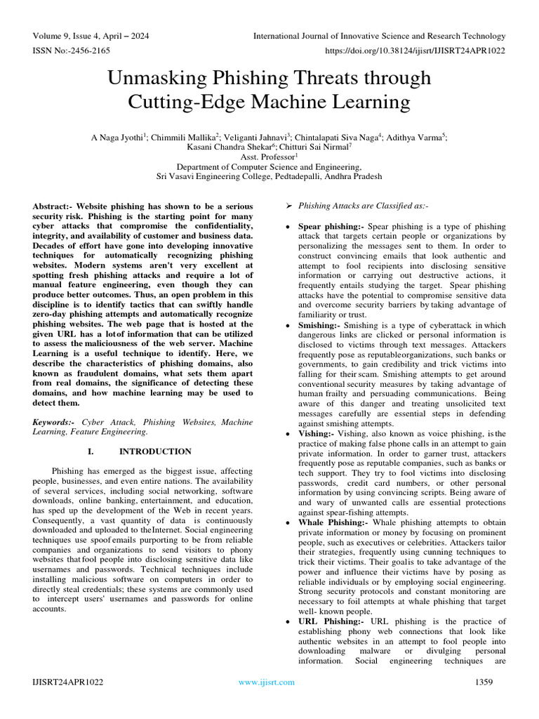 Unmasking Phishing Threats Through Cutting-Edge Machine Learning | PDF ...