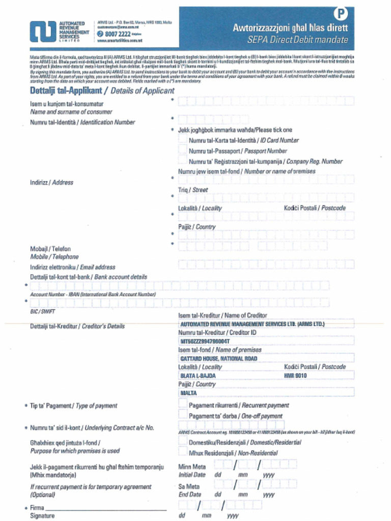 P - Sepa Direct Debit Mandate | PDF