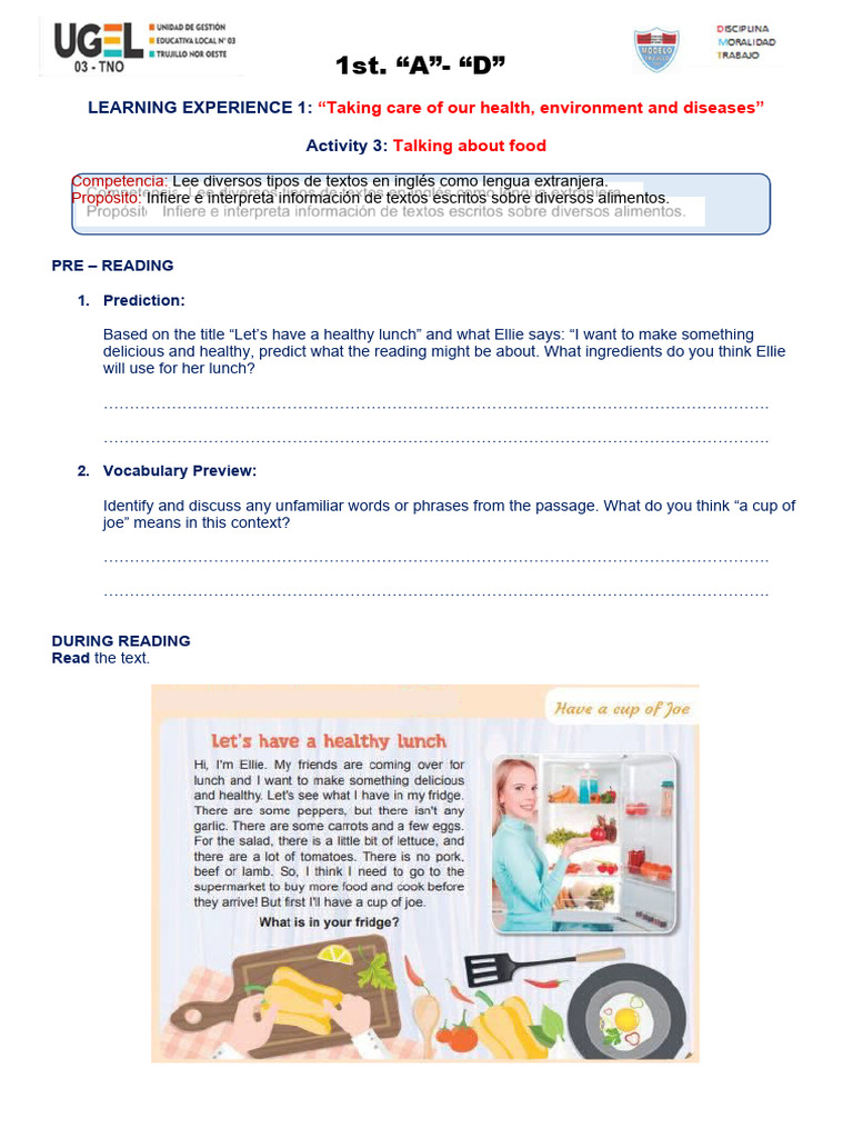 EdA 1 WORKSHEET 3 - 1º Grado | PDF | Cognition | Learning