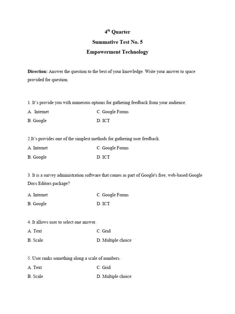 Quiz 5 Etech | PDF | Multiple Choice | Internet