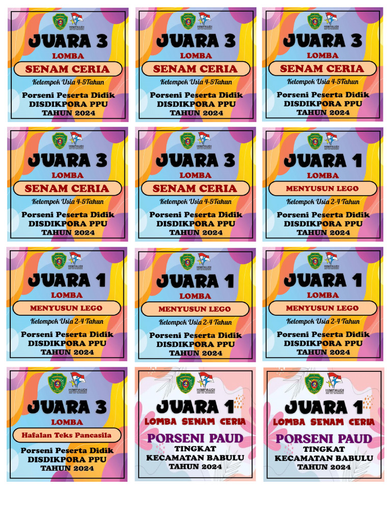 Model Label Piala | PDF