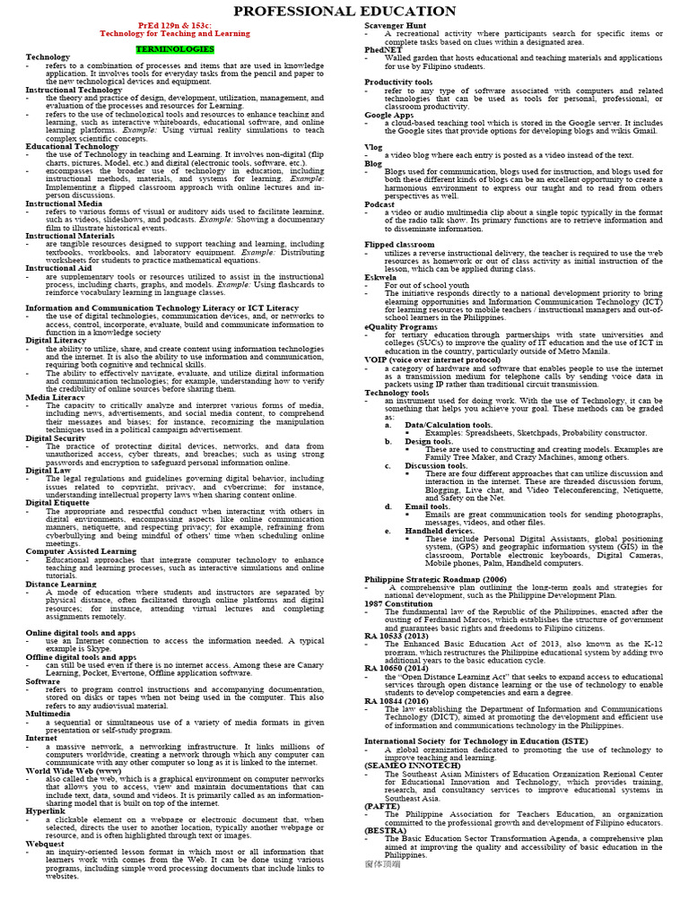 PrEd 129n & 152c - Technology For Teaching and Learning | PDF | Educational Technology ...