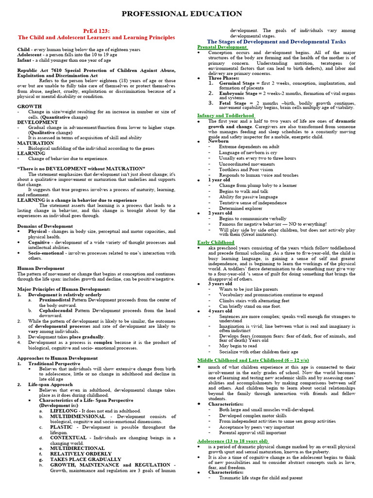 PrEd 123 - Child & Adolescent Development | PDF | Genetic Disorder ...