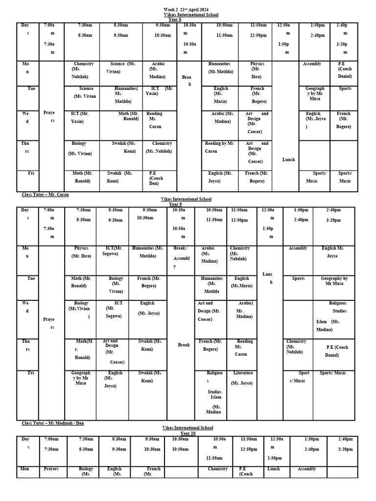 Tentative Timetable For Term 3 2024 | PDF | Natural Sciences | Liberal Arts Education