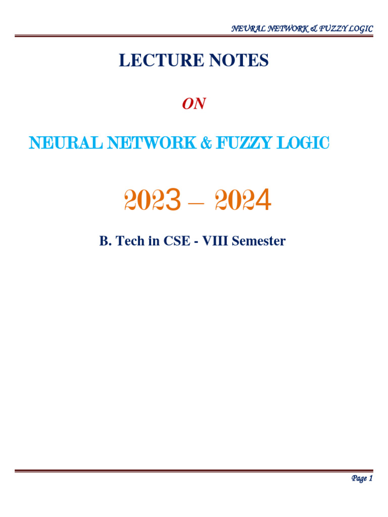 Neural Networks for CSE Students | PDF | Synapse | Artificial Neural Network