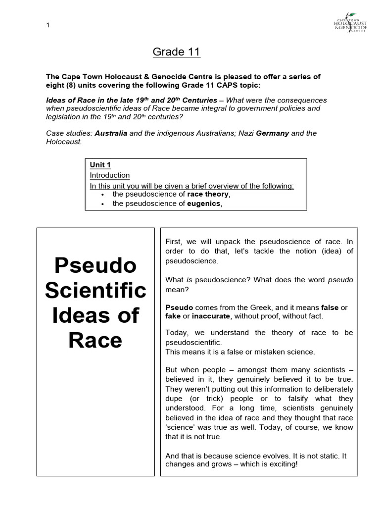 Pseudoscience of Race and Eugenics | PDF | Pseudoscience | Race (Human ...