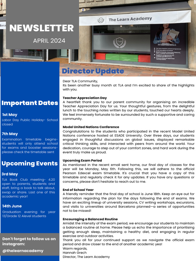 April 2024 School Newsletter | PDF | Mathematics