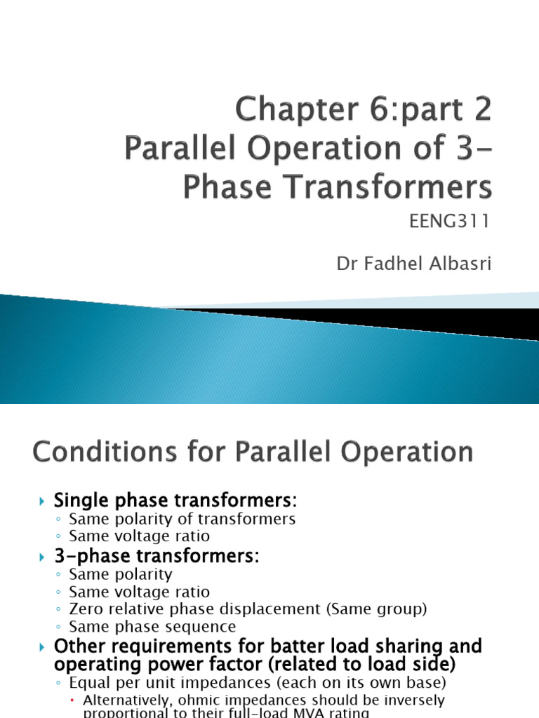 Transformer Parallel Operation Guidelines | PDF | Transformer ...