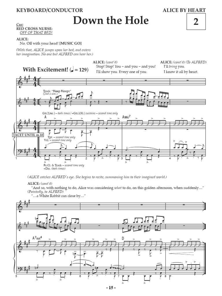 Down The Hole - Alice by Heart | PDF