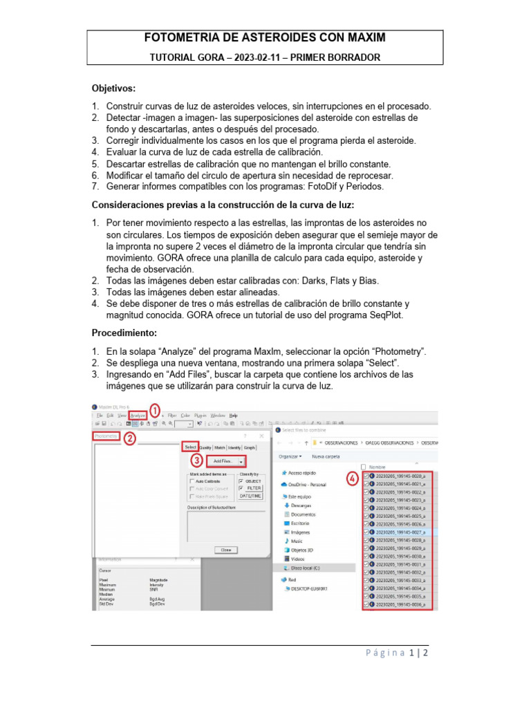 Fotometria de Asteroides Con Maxim 2023 02 12 | PDF | Asteroide ...