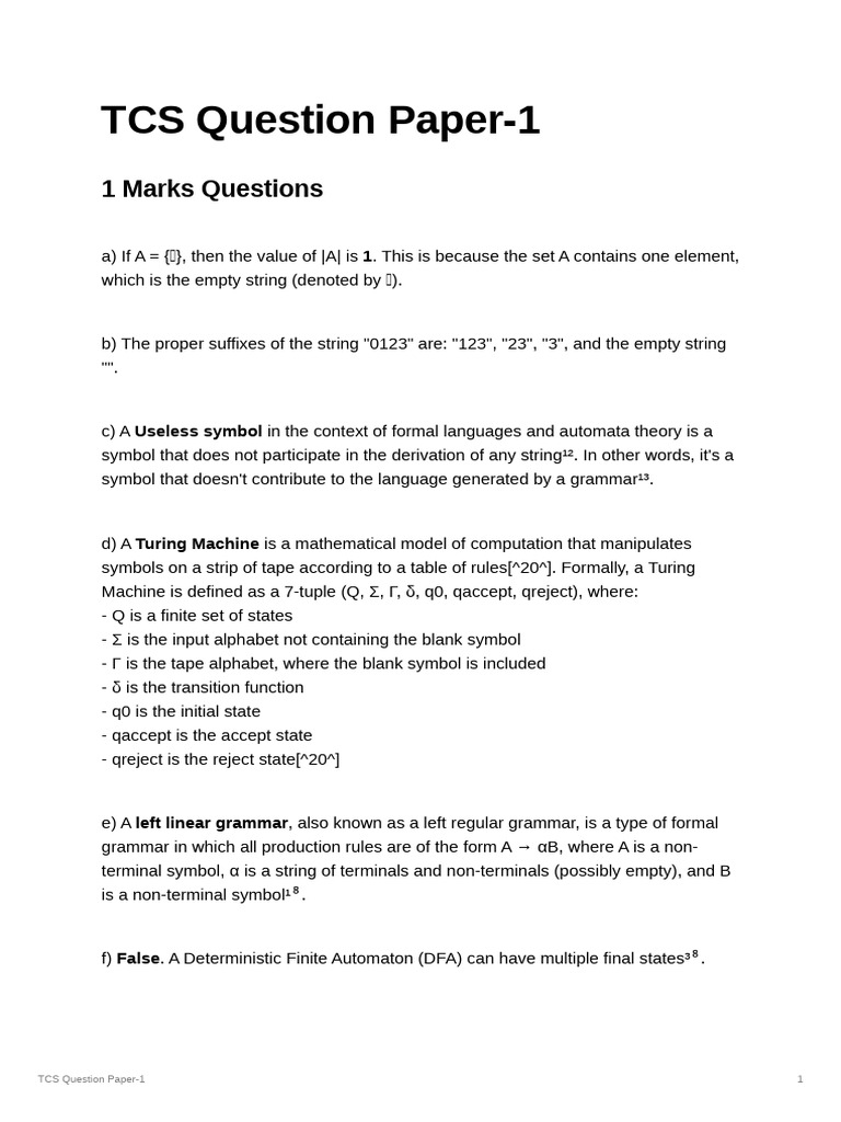 TCS Question Paper-1 | PDF | Applied Mathematics | Syntax