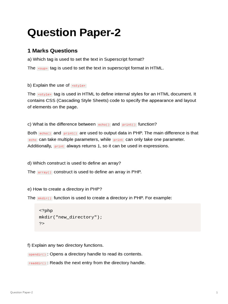 WebTech Question Paper-2 | PDF