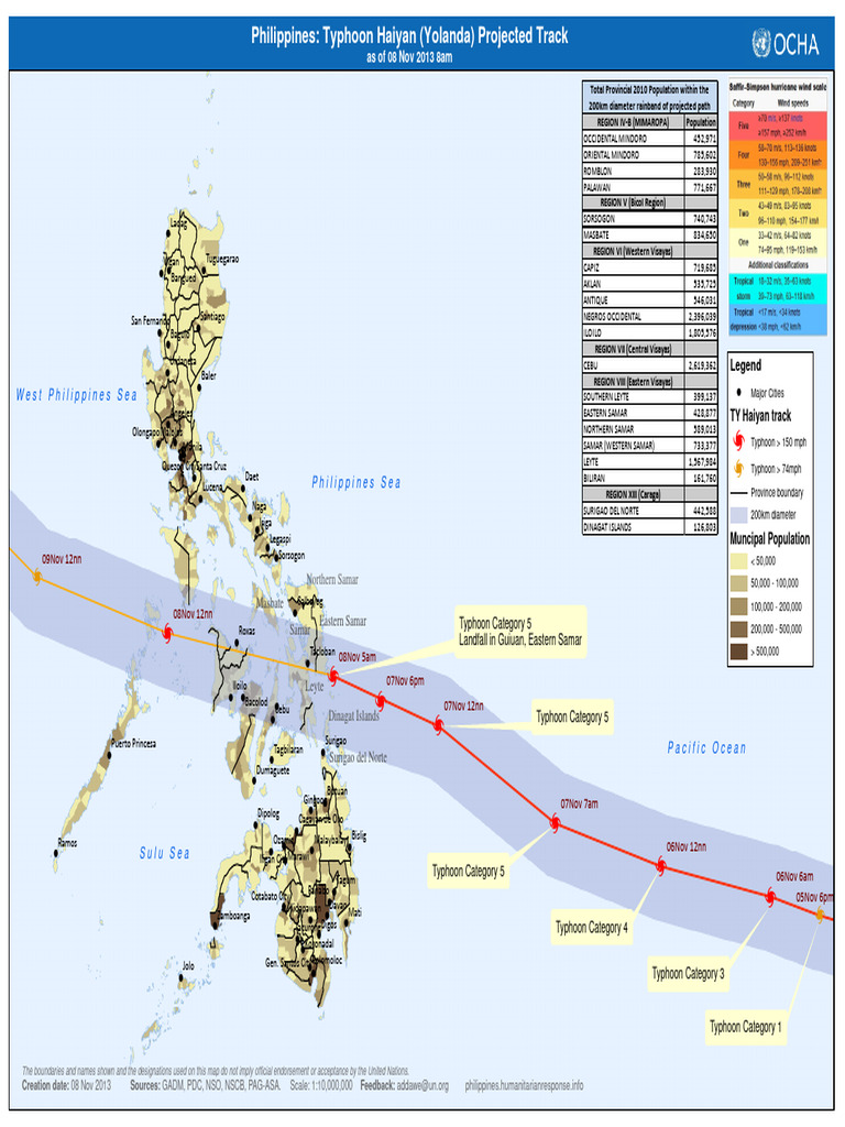 Typhoon Haiyan Projected Track Map | PDF | Philippines | Typhoon