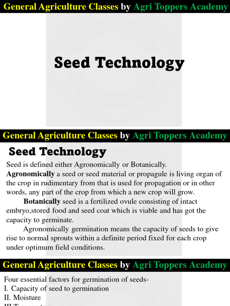 Seed Technology | PDF | Seed | Germination