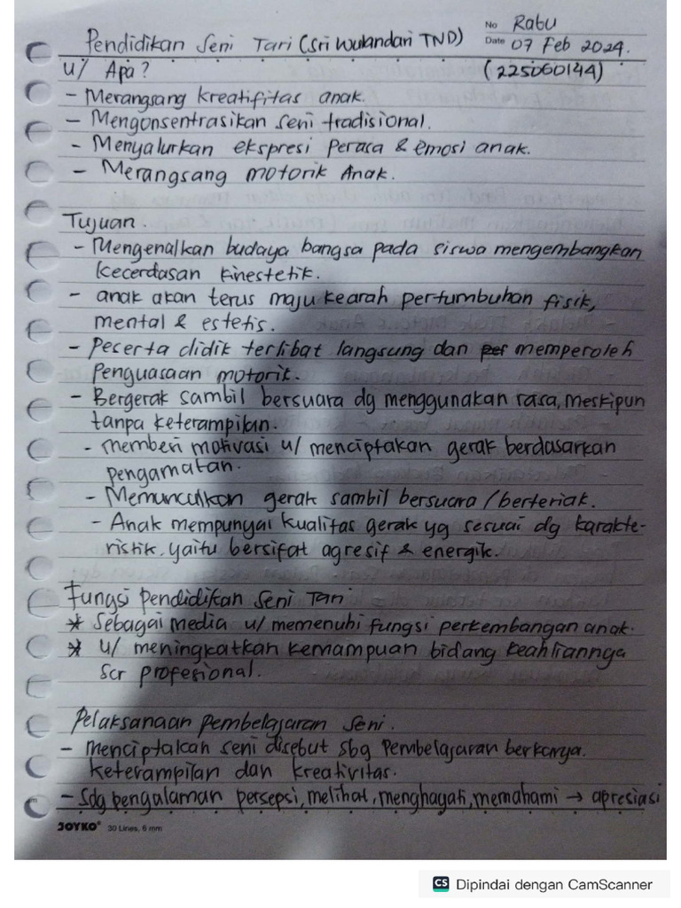 Sri Wulandari Tri ND (Resume Pend. Seni Tari 1) | PDF