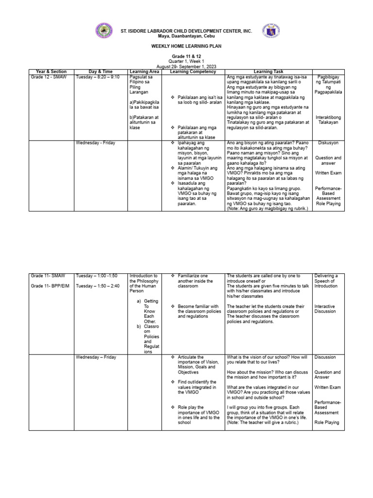 Week 1 Learning Plan | PDF