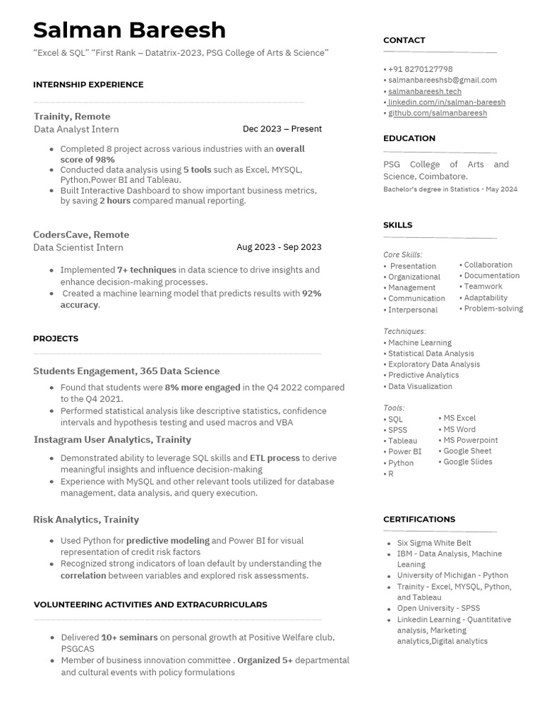 Salman's Resume Genpact | PDF | Data Analysis | Analytics