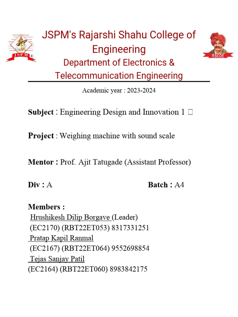 Weighing Machine with Sound Scale Project | PDF