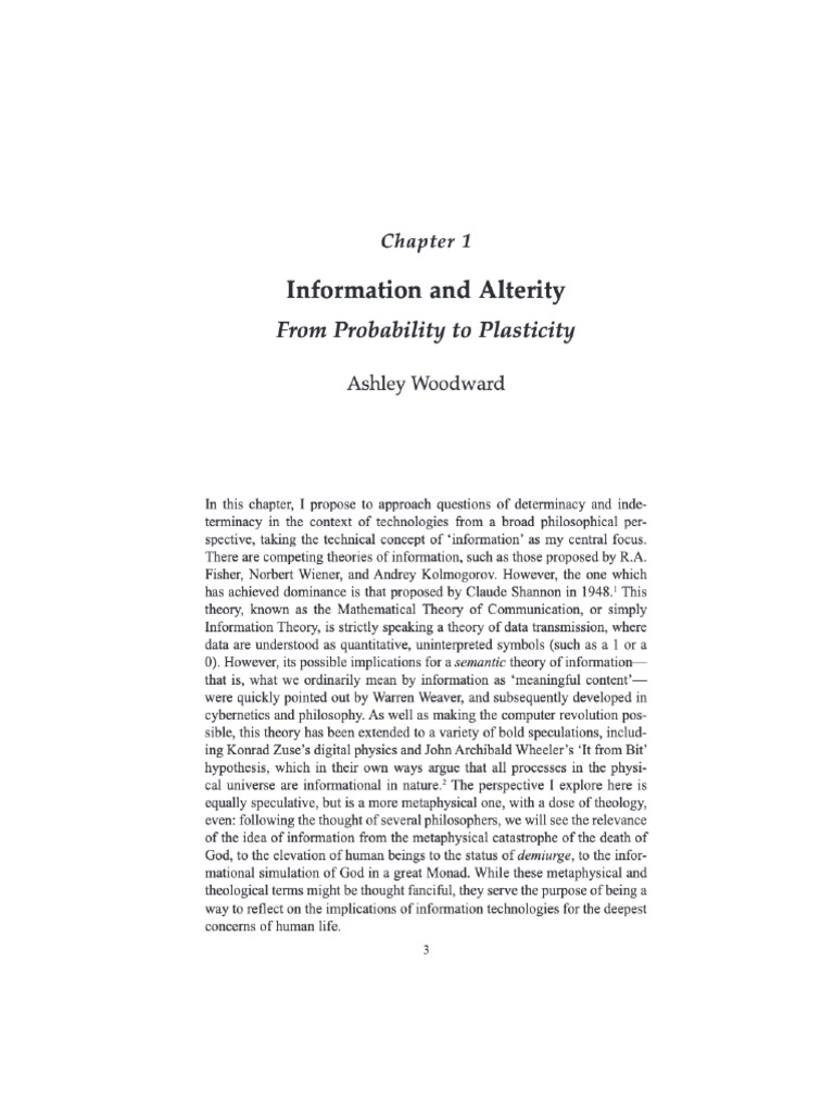 Ashley Woodward Information and Alterity | PDF