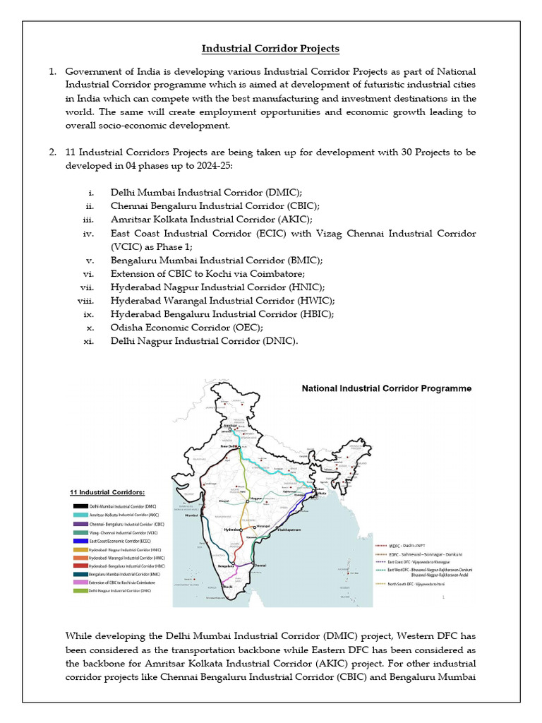 Overview of India's Industrial Corridors | PDF | Economy Of India