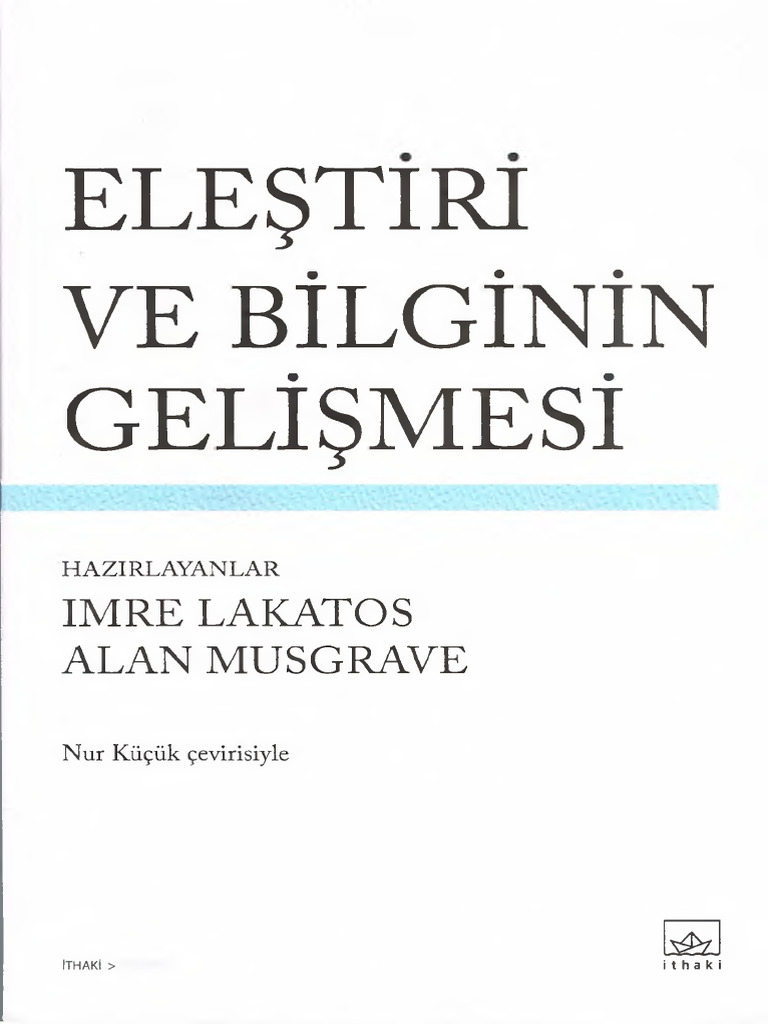 Imre Lakatos, Alan Musgrave - Eleştiri Ve Bilginin Gelişmesi-İthaki | PDF