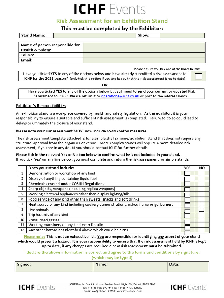 Risk Assessment For An Exhibition Stand | PDF | Risk | Risk Assessment