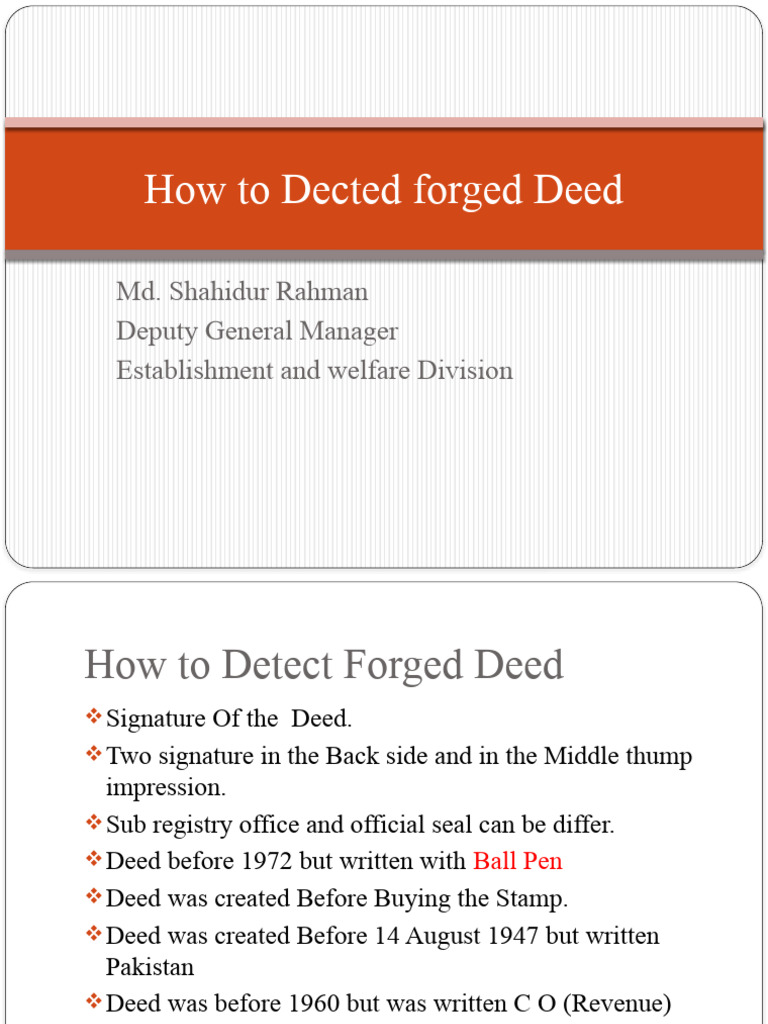 Detecting Forged Deeds: Key Indicators | PDF